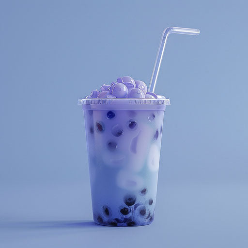 Realistic boba illustration on flat indigo background – IMAGELLA