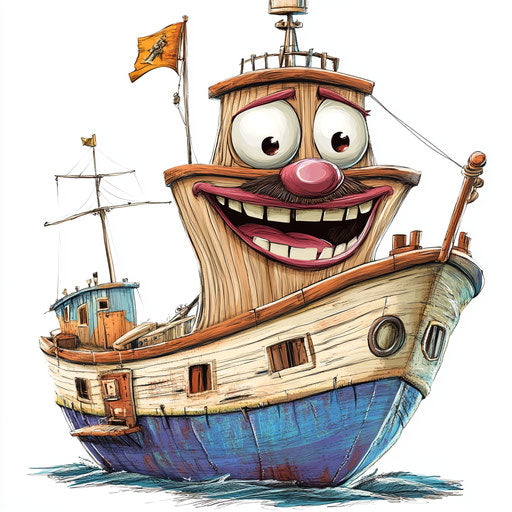 Humorous caricature of a ship with human characteristics – IMAGELLA