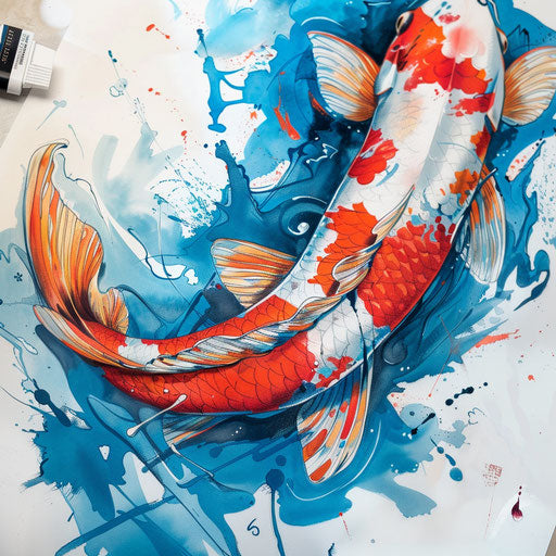 Anime-inspired koi fish swimming upstream – IMAGELLA