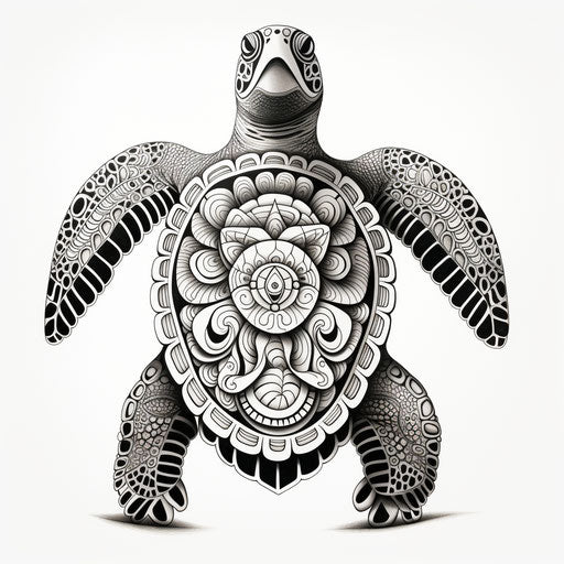 Artistic turtle design with swirls, Tongan art style – IMAGELLA