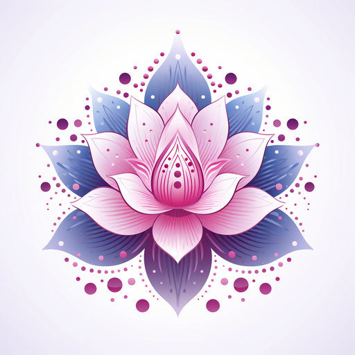 Lotus flower with dots on white background, in light magenta and light ...
