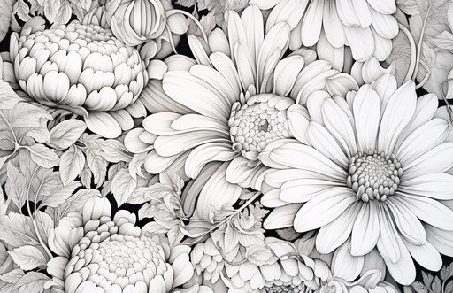 Detailed pen stroke coloring pages of flowers – IMAGELLA