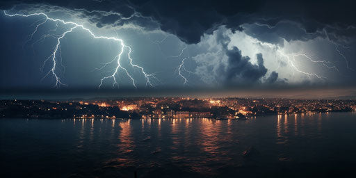 Lightning over water from a high top – IMAGELLA