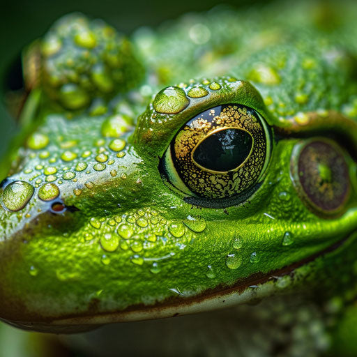 Vibrant green skin of a frog with water droplets – IMAGELLA