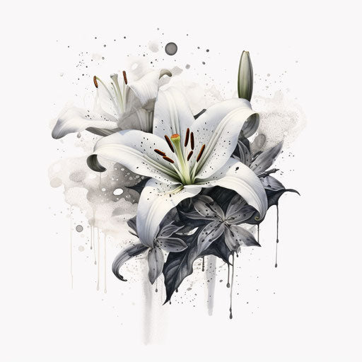 Star Lily Tattoo, Detailed Botanical Illustration Style – IMAGELLA