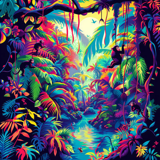 Monkeying Around in a Lush Colorful Jungle – IMAGELLA