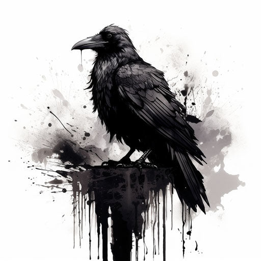 Crow on white background, frostpunk style, clever use of negative space ...