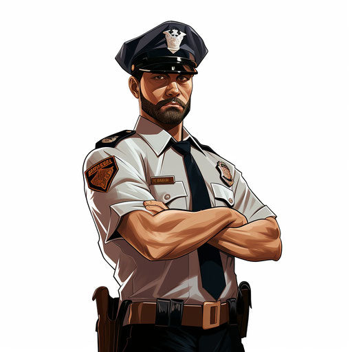 Security guard illustration in the style of Chiaroscuro Art – IMAGELLA