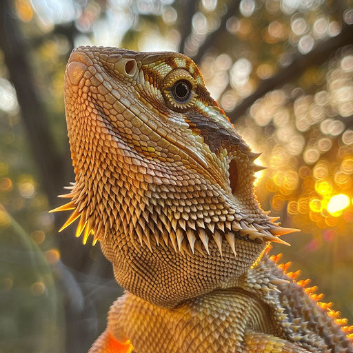 Bearded dragon scales highlighted by golden hour light – IMAGELLA