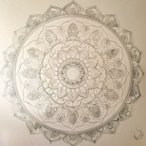 A detailed drawing of an intricate mandala, symbolizing mindfulness and ...