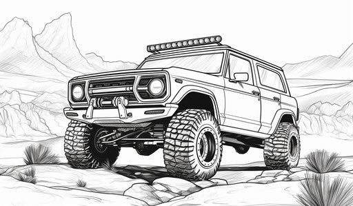 Bronco coloring pages in detailed Sci-Fi style – IMAGELLA
