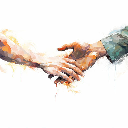 Illustration of helping hands in the style of Oil painting – IMAGELLA