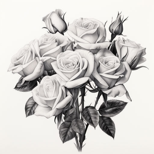 Realistic and detailed pencil drawing of roses in chicano style – IMAGELLA
