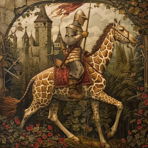 Knight riding a giraffe into battle – IMAGELLA