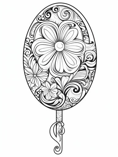 Easter egg coloring page with a free swizzle stick, magnified ...